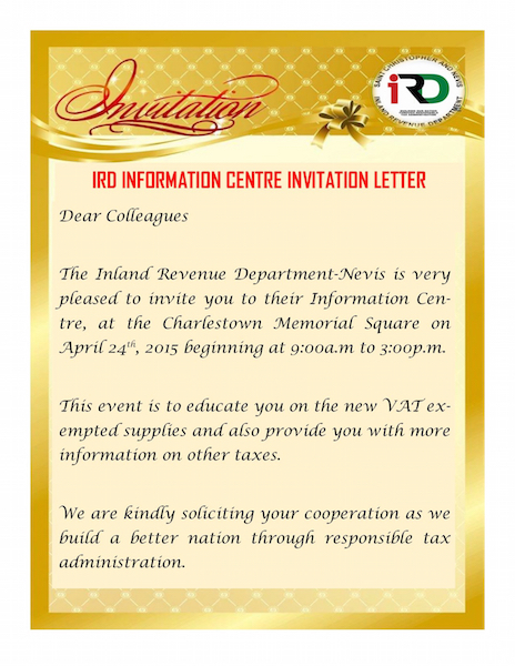 I.R.D: Information Centre Invitation Letter.. – NevisPages.com