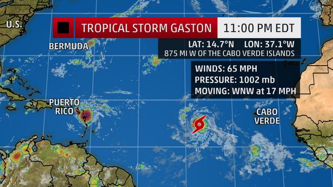 Tropical Storm Gaston Strengthening in the Eastern Atlantic; Forecast ...